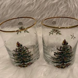Spode | Dining | Vintage Spode Chrismass Tree Glasses With Gold Trim ...